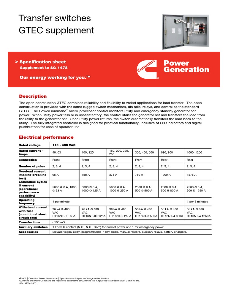 Gtec Transfer Switches | PDF | Switch | Relay