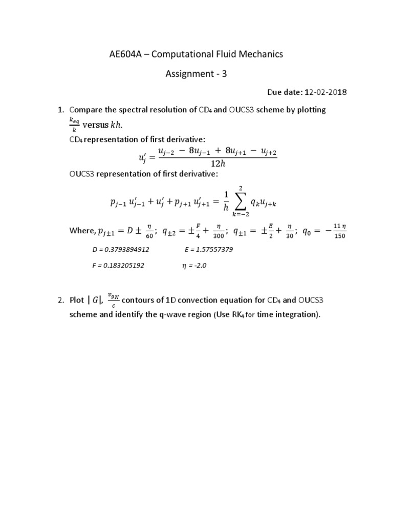AE604A - Computational Fluid Mechanics Assignment - 3 | PDF