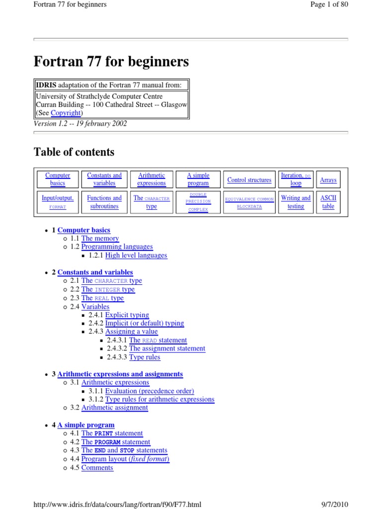 Fortran 77 For Beginners | PDF | Control Flow | Subroutine