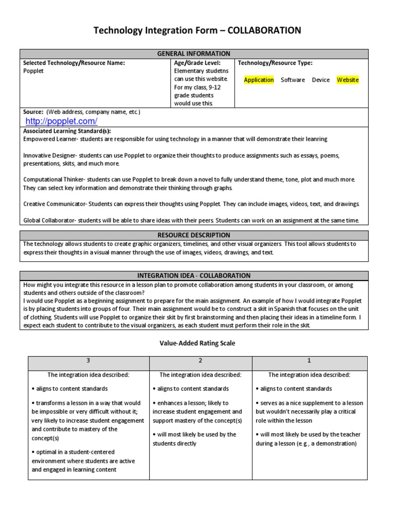 Technology Integration Template-Collaboration 1 | PDF | Behavior ...