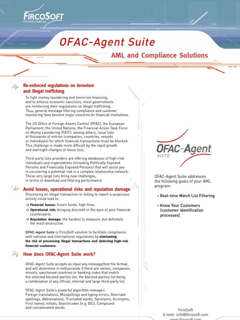 OFAC Agent Suite Brochure | PDF | Financial Action Task Force On Money ...