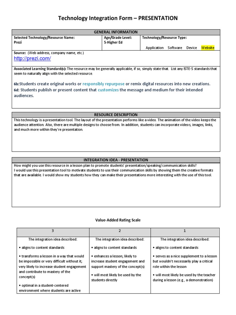Technology Integration Template-Presentation | Download Free PDF | Change | Learning