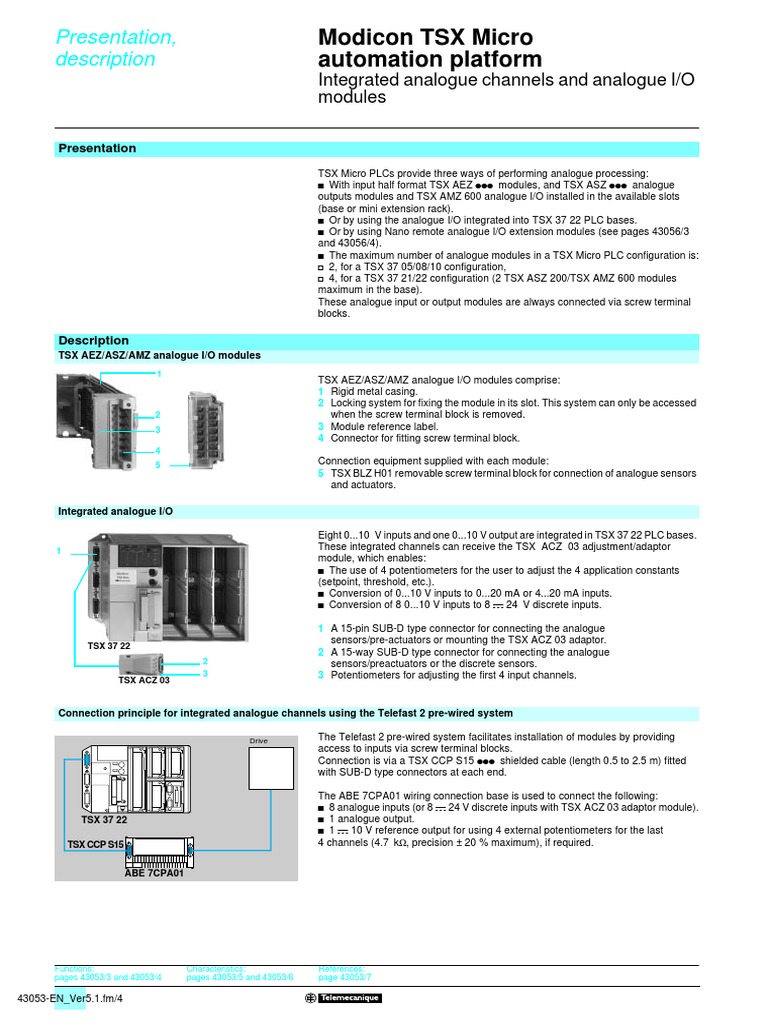 TSX Micro - Ingegrated Analogue Channels and Analogue I-O Modules - Ing | PDF | Thermocouple ...
