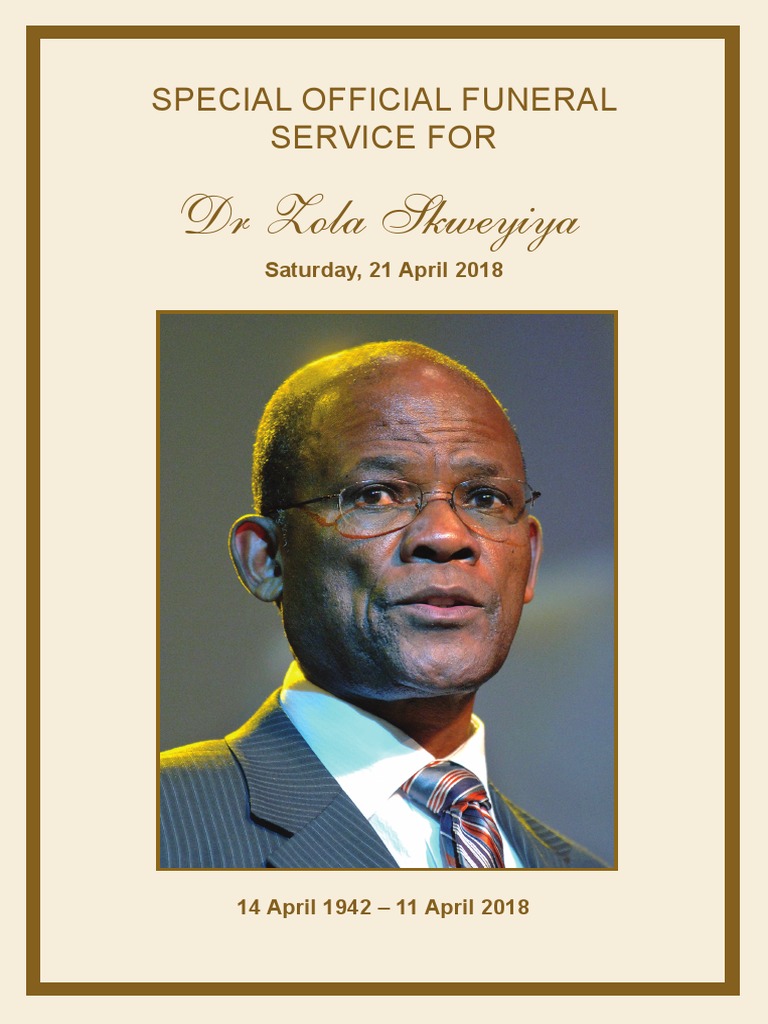 Skweyiya Funeral Programme | PDF | African National Congress | South Africa