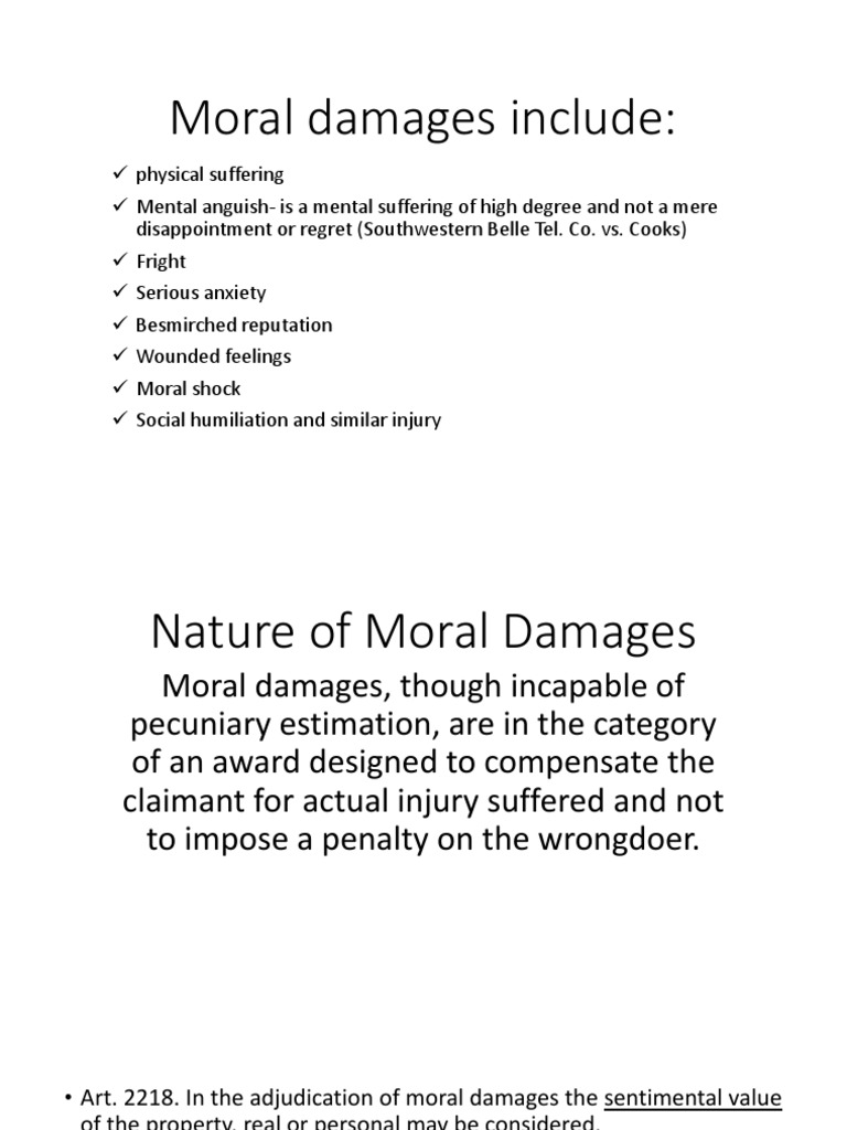 Moral Damages | PDF | Damages | Defamation