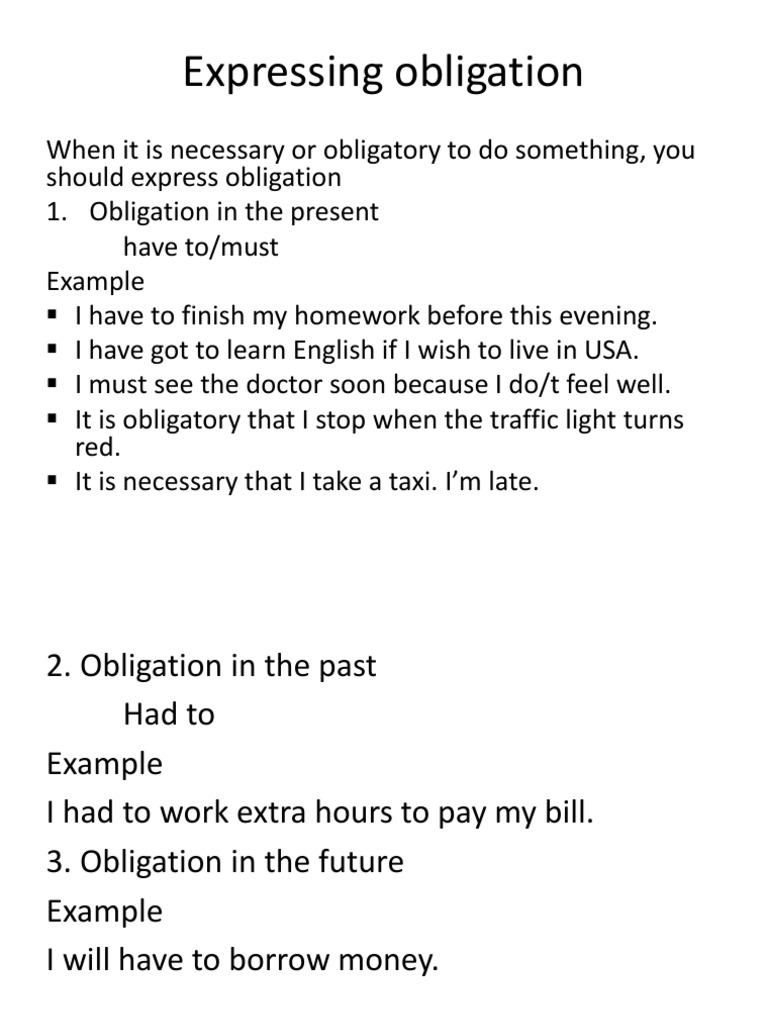 Expressing Obligation | PDF | Verb | Question