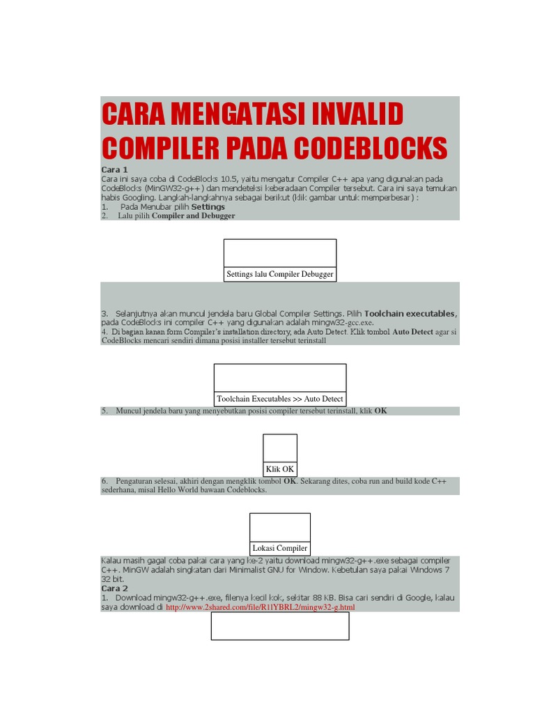 Cara Mengatasi Invalid Compiler Pada Codeblock | PDF
