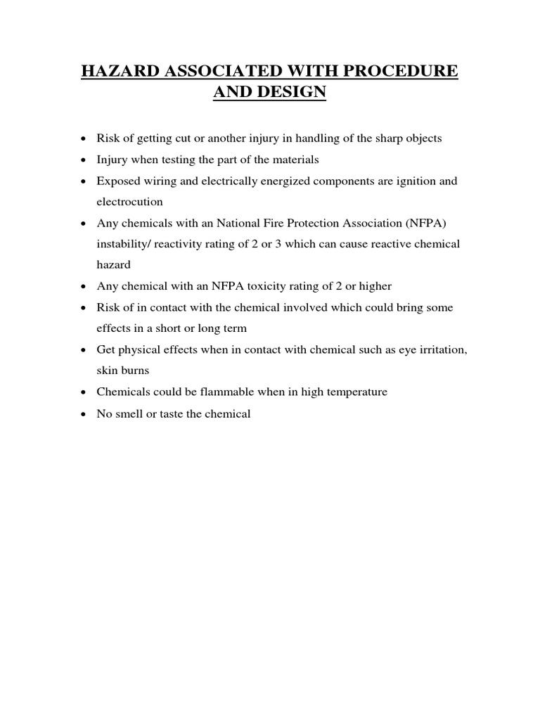 Hazard and Precautions | PDF