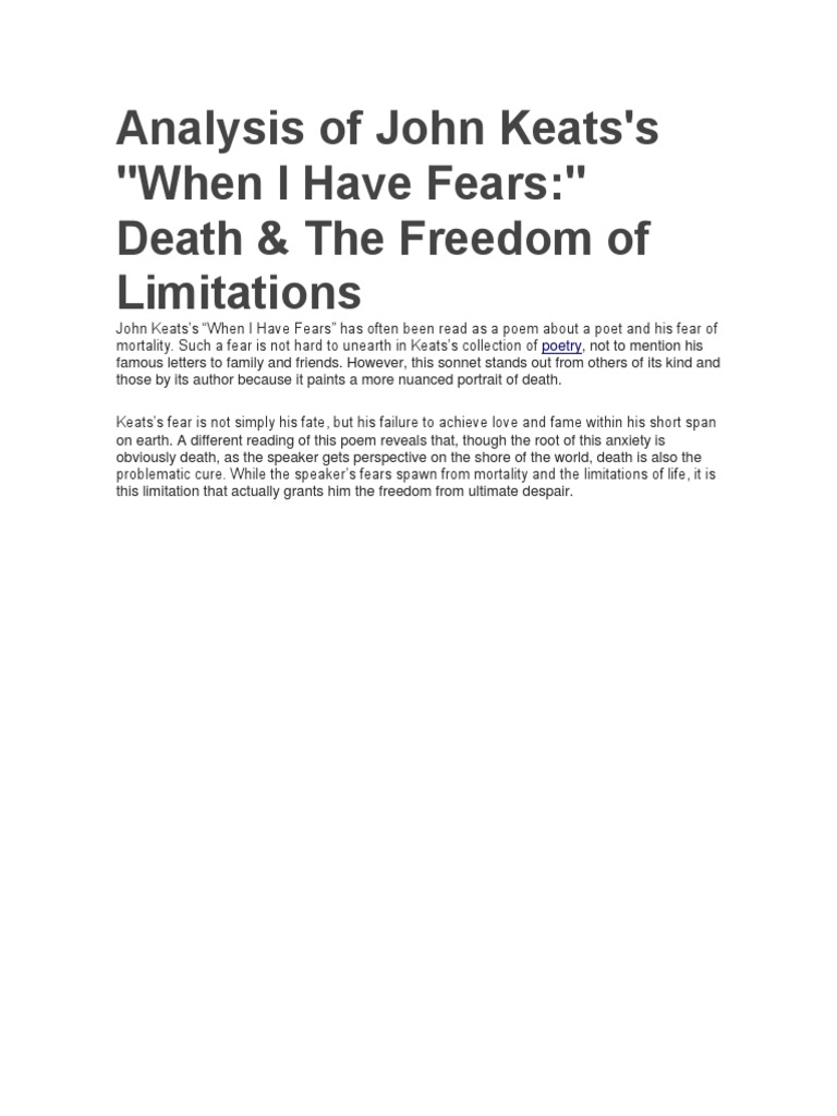 Analysis of John Keats | PDF | John Keats | Poetry