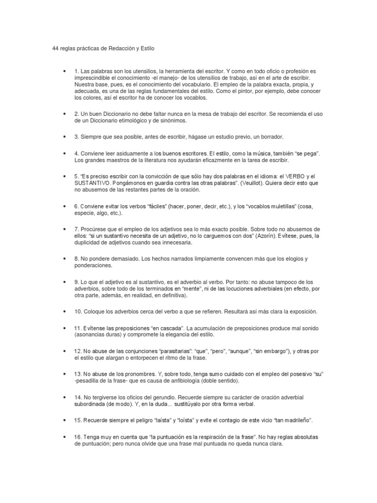 44 Reglas Prácticas de Redacción y Estilo | PDF | Adverbio | Verbo