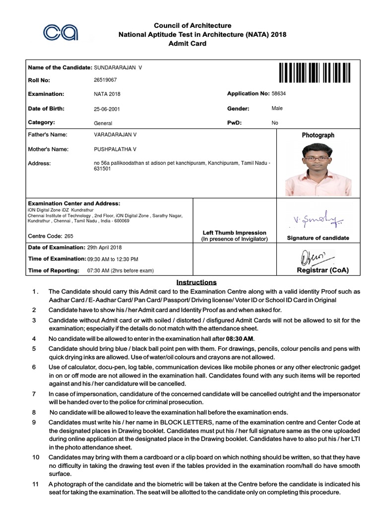 Candidate Hall Ticket | PDF | Identity Document | Government And Personhood