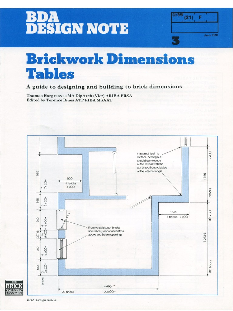 DN3 - Brickwork Dimensions Tables - June 1991 PDF | PDF | Ceramic ...