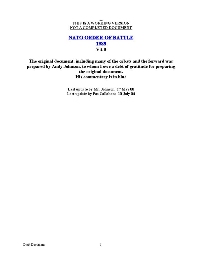 NATO Order of Battle 1989 | PDF | 82nd Airborne Division | Battalion