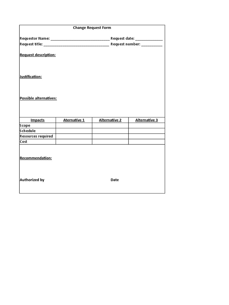 Change Request Form | PDF | Finance & Money Management