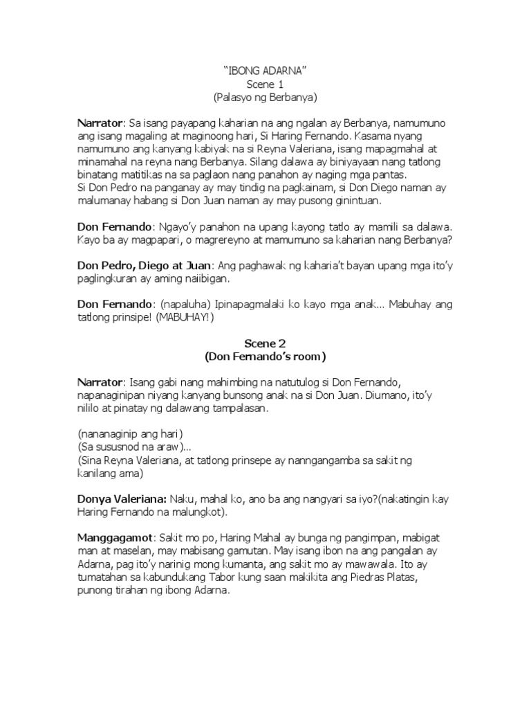 Ibong Adarna Script | PDF