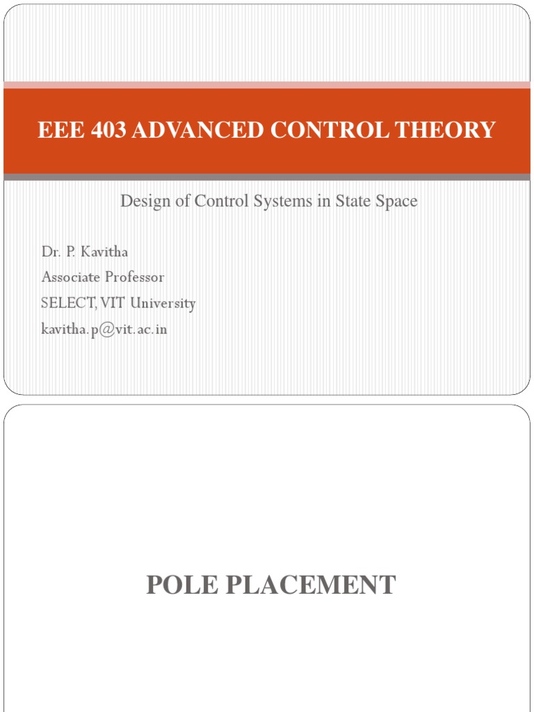 Material I - EEE 403 ACT Part 2 PDF | Download Free PDF | Control Theory | Eigenvalues And ...