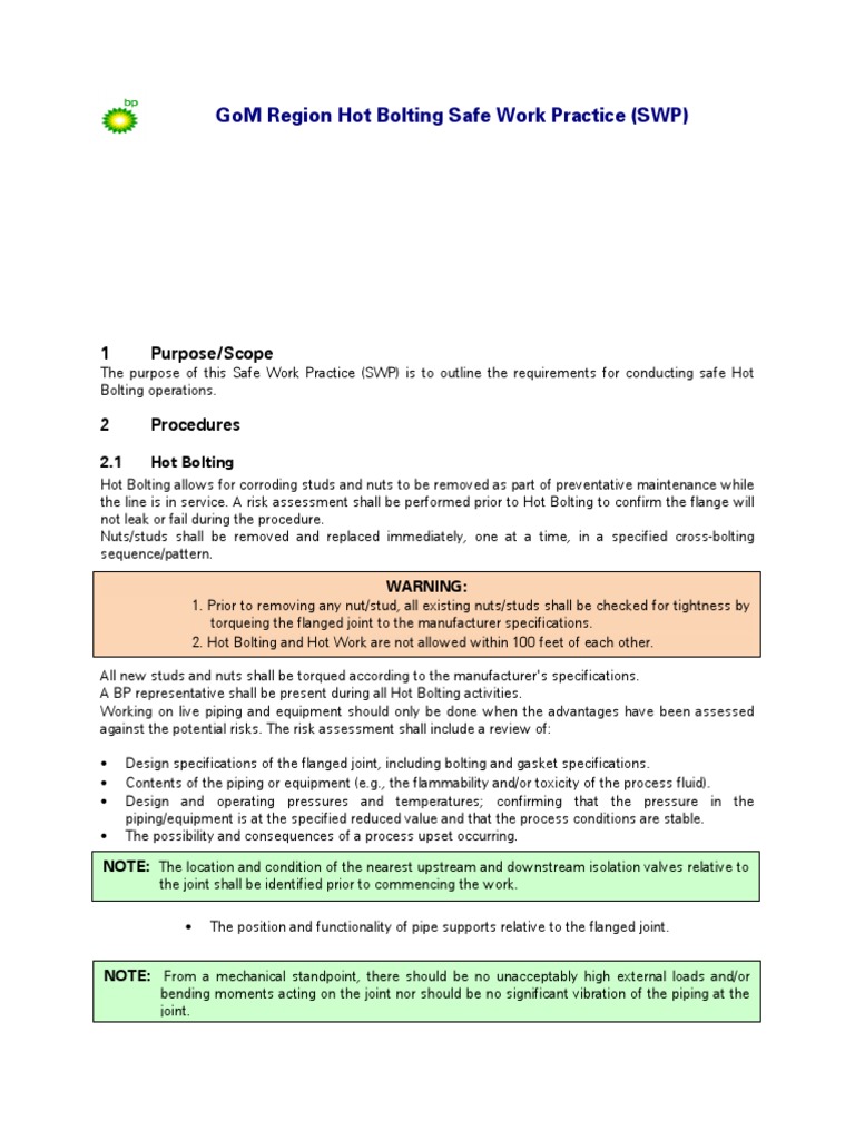 Hot Bolting | PDF | Mechanical Engineering | Building Engineering