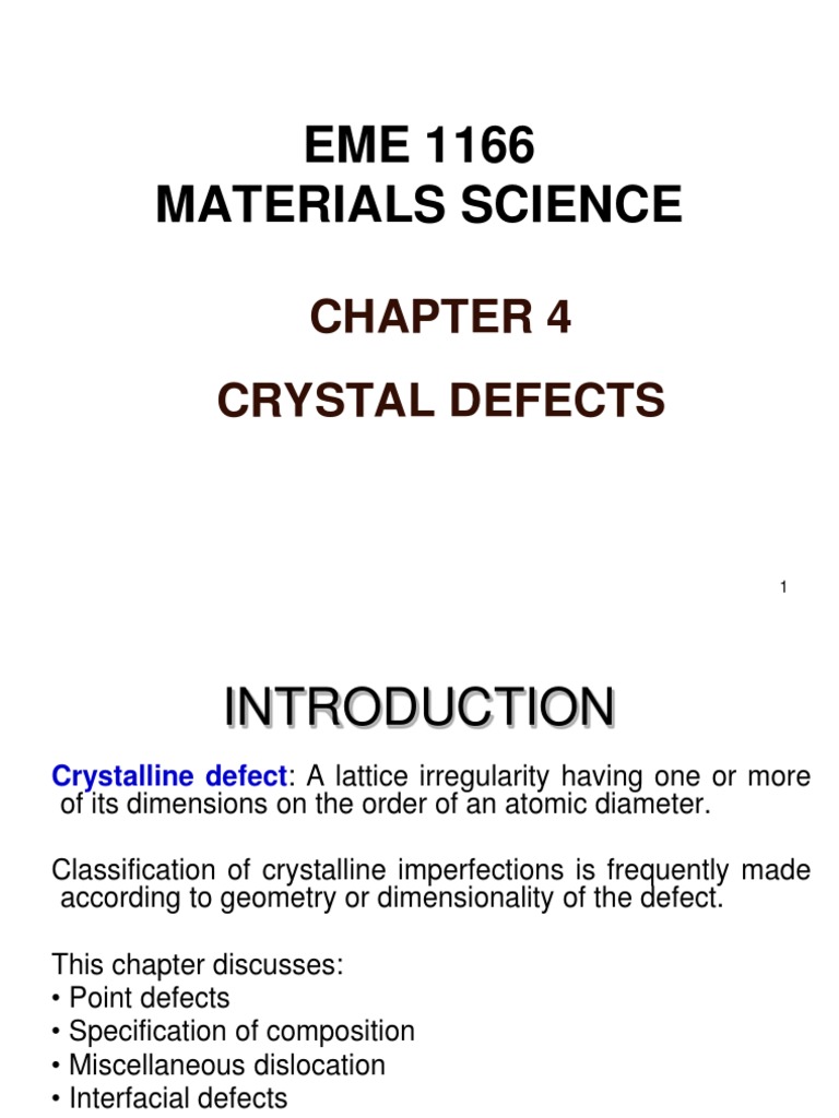 Chapter4b - Crystal Defects | PDF | Dislocation | Transmission Electron ...