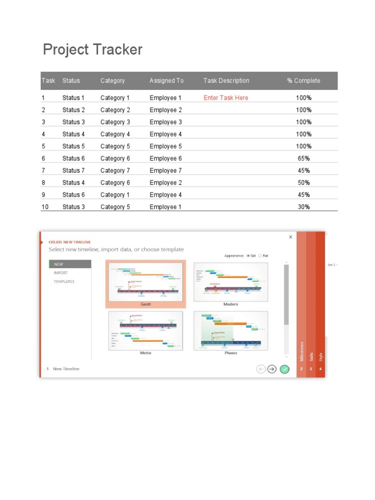 Project Tracker: Task Status Category Assigned To Task Description ...