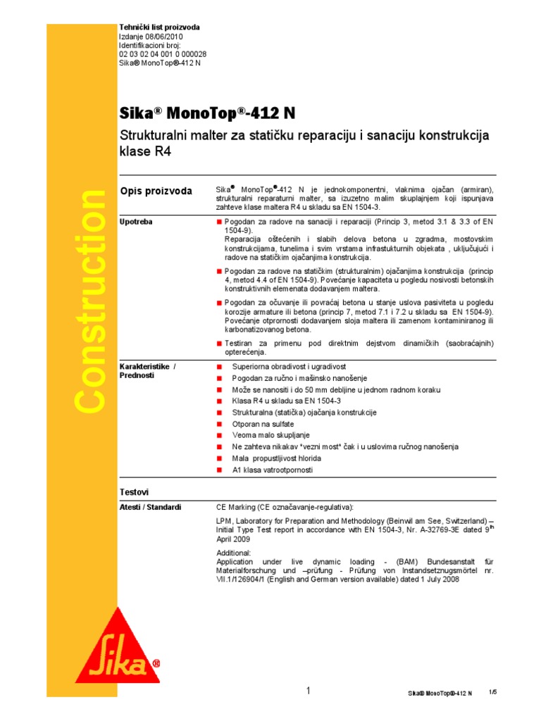 TL-Sika MonoTop-412 N PDF | PDF