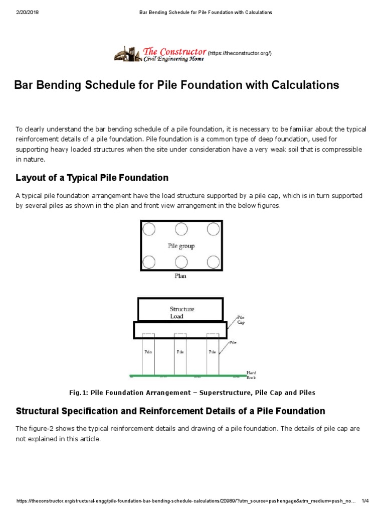 Bar Bending Schedule For Pile Foundation With Calculations | PDF | Deep ...