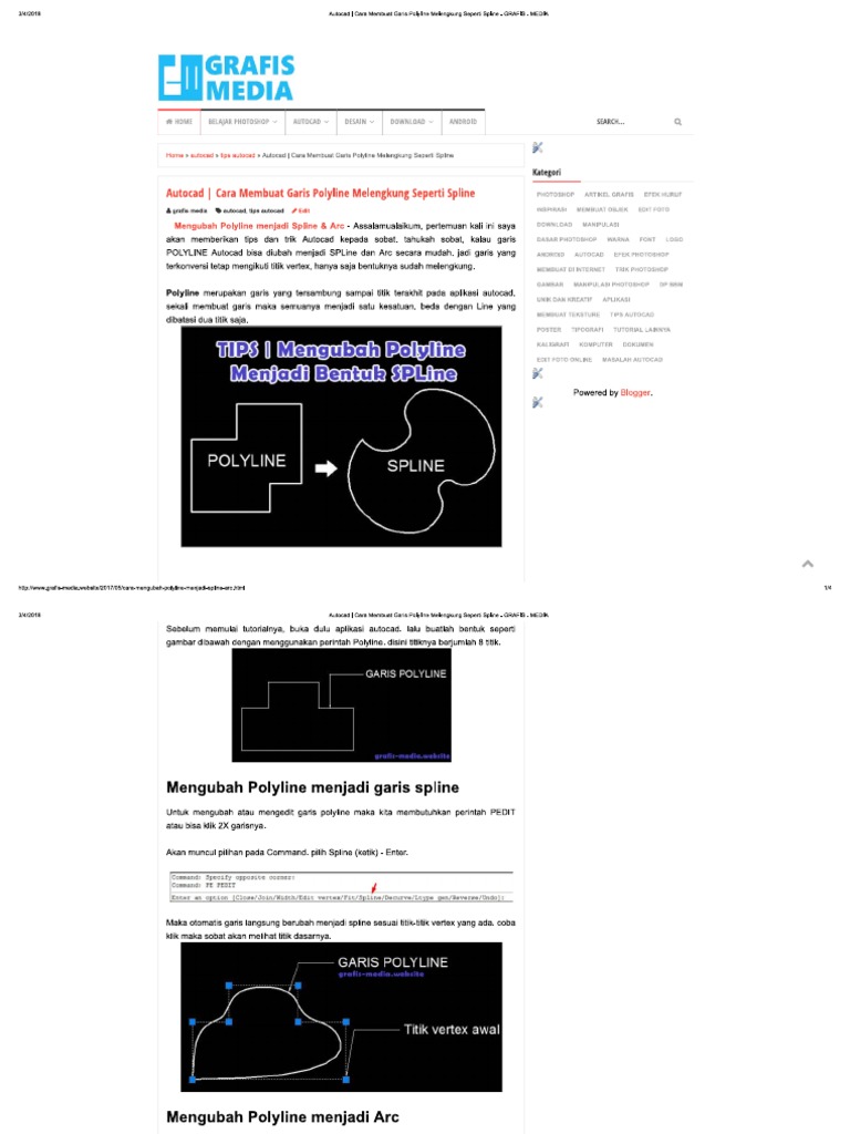Autocad Cara Membuat Garis Polyline Melengkung Seperti Spline
