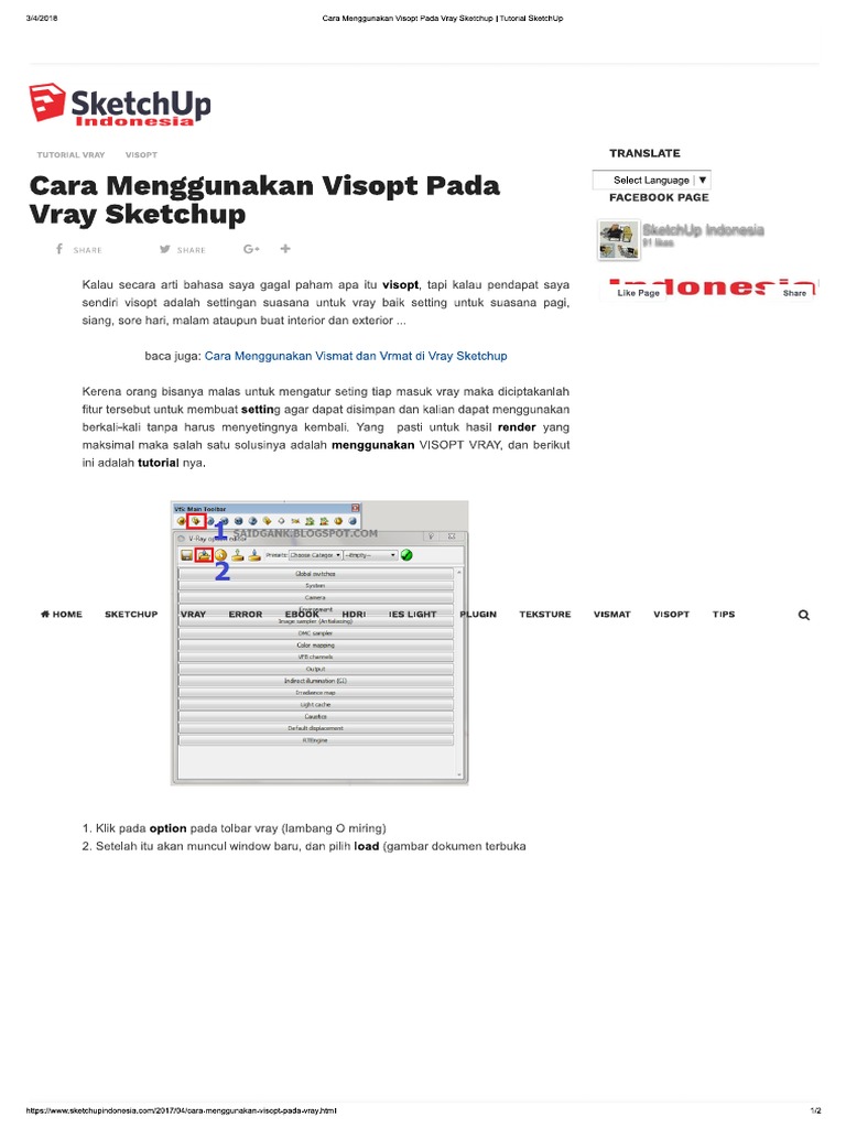 Cara Menggunakan Visopt Pada Vray Sketchup - Tutorial SketchUp | PDF