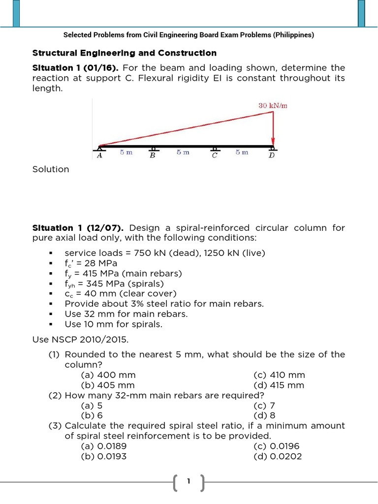 Analysis of Structural Engineering Problems from the Philippine Civil ...