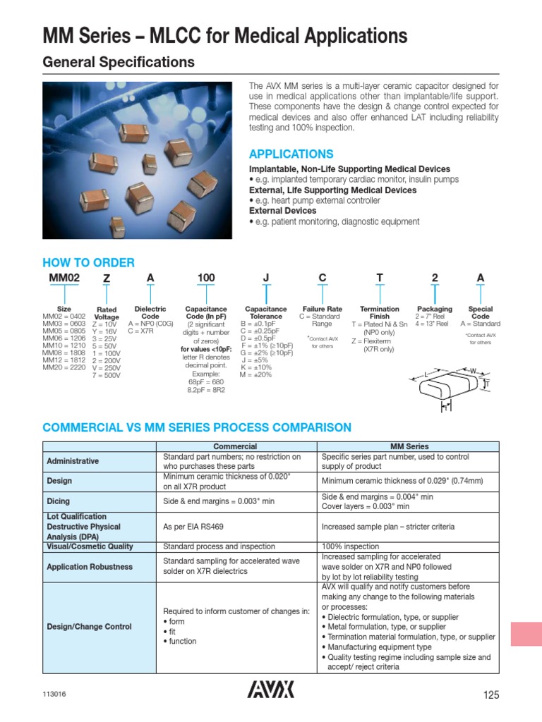 MM Series - MLCC For Medical Applications: General Specifications | PDF ...