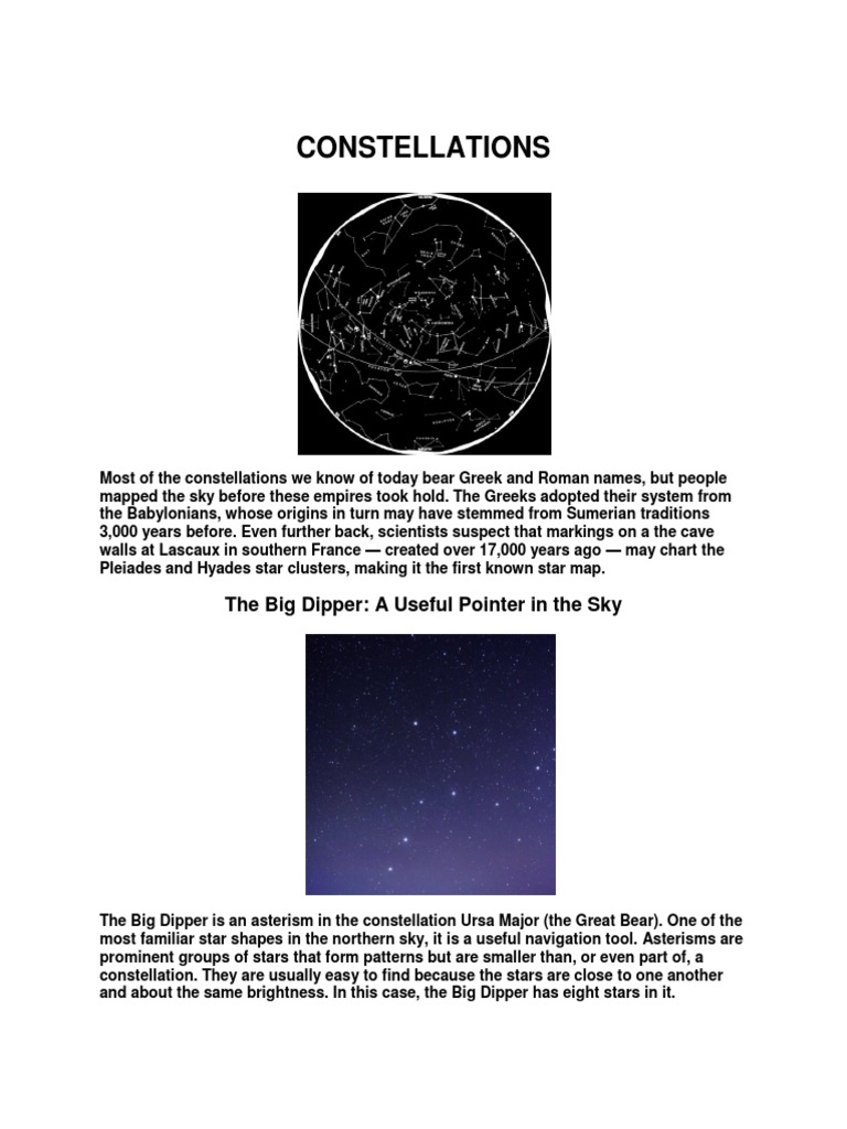 Constellations: The Big Dipper: A Useful Pointer in The Sky | PDF ...