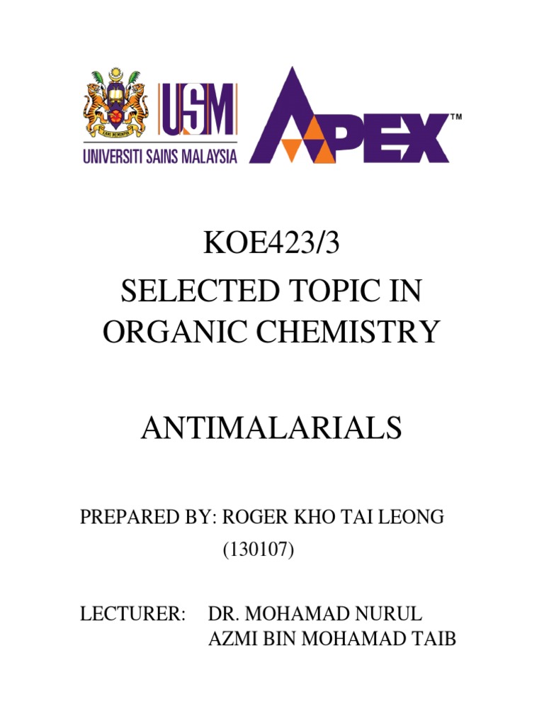 Koe423-Roger Kho Tai Leong (Updated) | PDF | Malaria | Chemistry