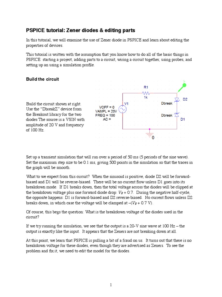 Pspice Zener PDF | PDF | Diode | P–N Junction