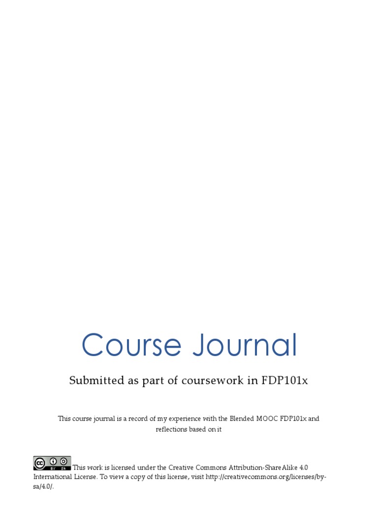 Course Journal: Submitted As Part of Coursework in FDP101x | PDF ...
