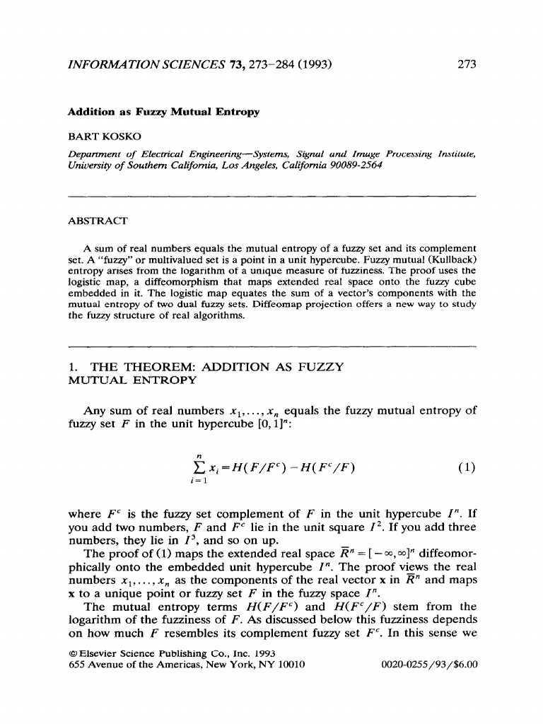 Fuzzy Mutual Entropy and Sets | PDF | Fuzzy Logic | Logarithm