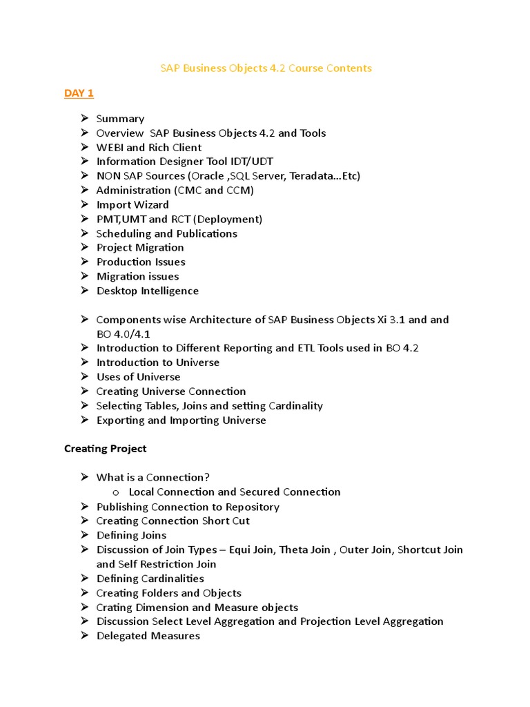 SAP BUSINESS OBJECTS BO BI 4.2 Training and Certification | PDF ...