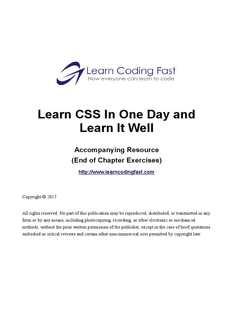 Learn CSS in One Day and Learn It Well: Accompanying Resource (End of ...