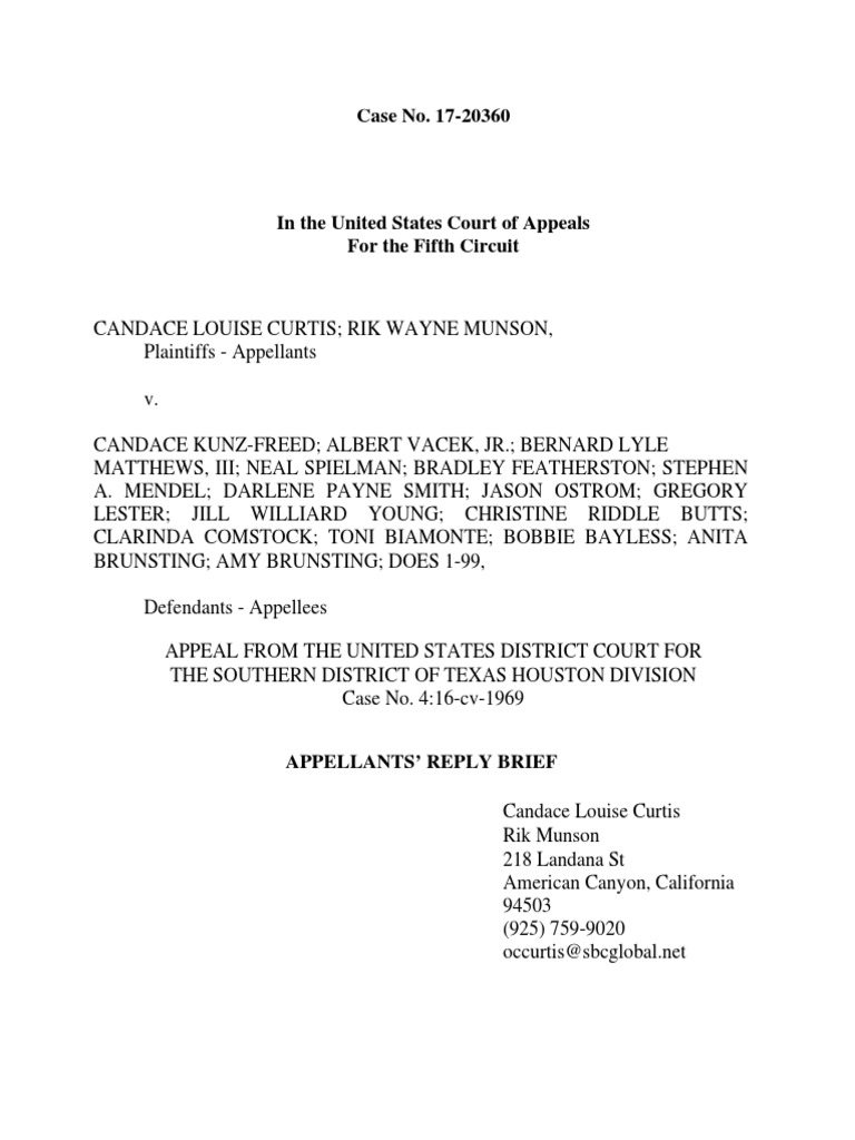 00 - Appellants Reply Brief On Appeal - 17-20360 - Amended | PDF ...