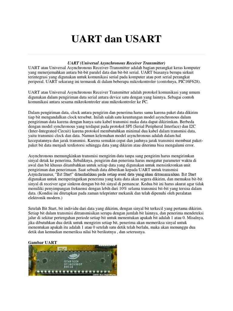 Perbandingan UART dan USART | PDF | Komputer | Teknologi & Rekayasa