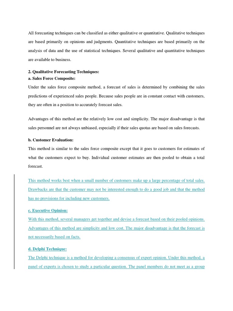 Qualitative Forecasting Techniques: A. Sales Force Composite | PDF ...