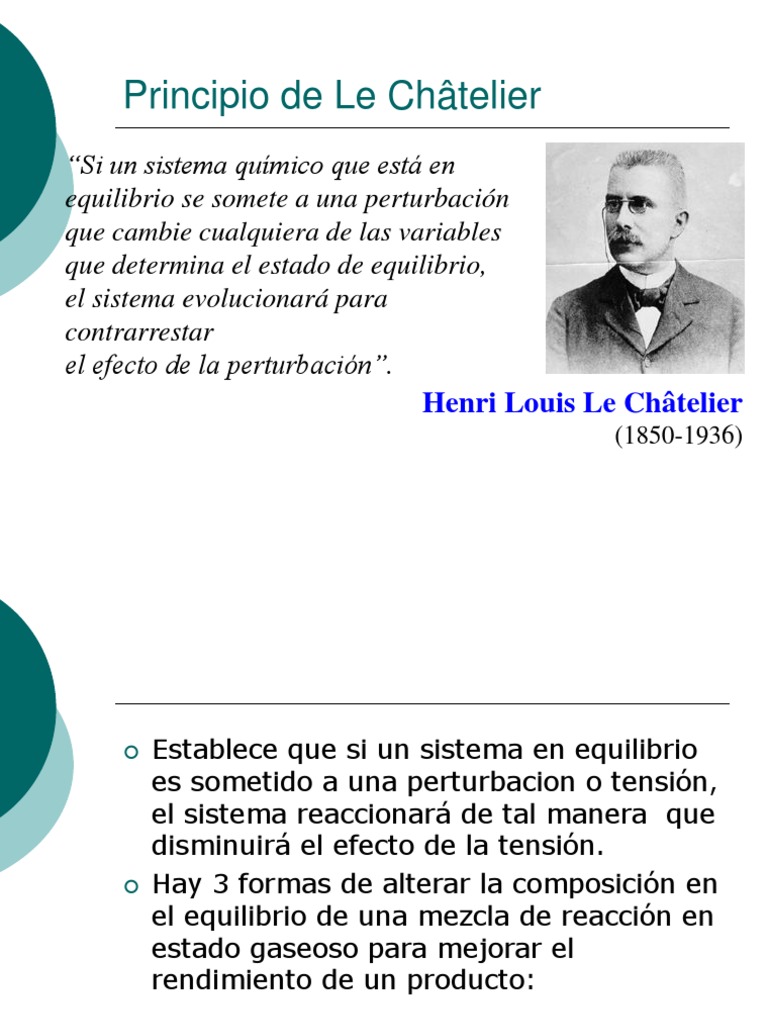 Principio de El Chatelier | PDF | Equilibrio químico | Reacciones químicas