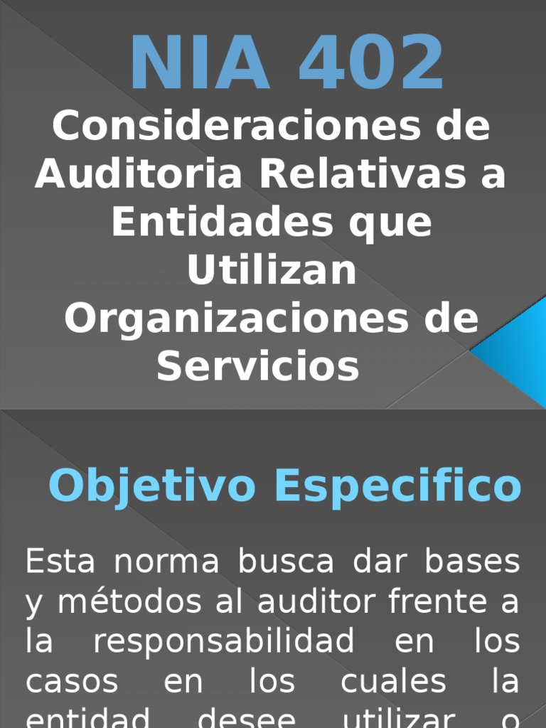 Nia 402 | PDF | Contralor | Auditoría financiera