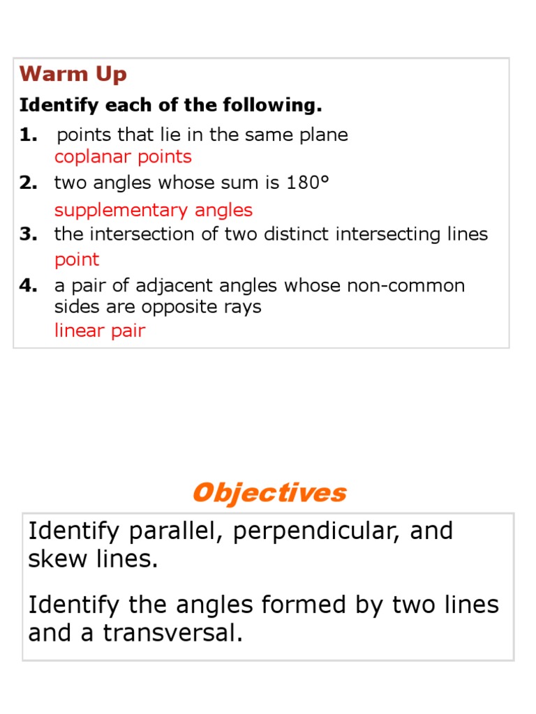 Lesson 1 Lines and Angles | PDF