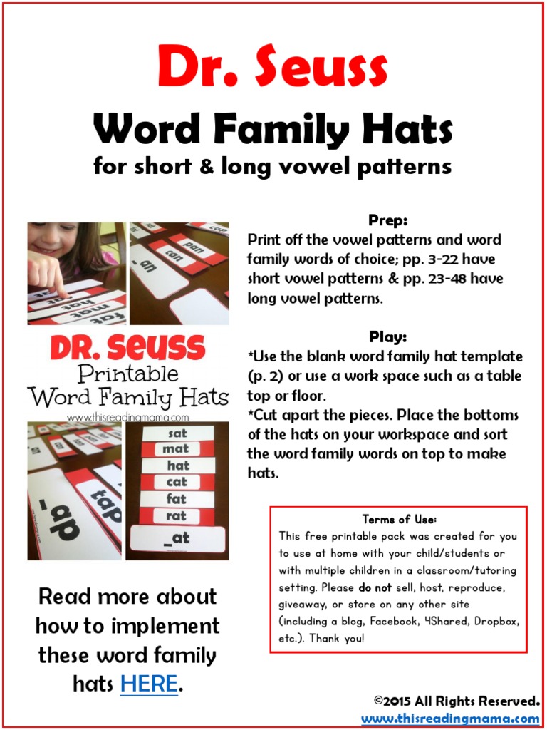 Dr. Suess Word Family Words | PDF | Language Arts & Discipline | Wellness