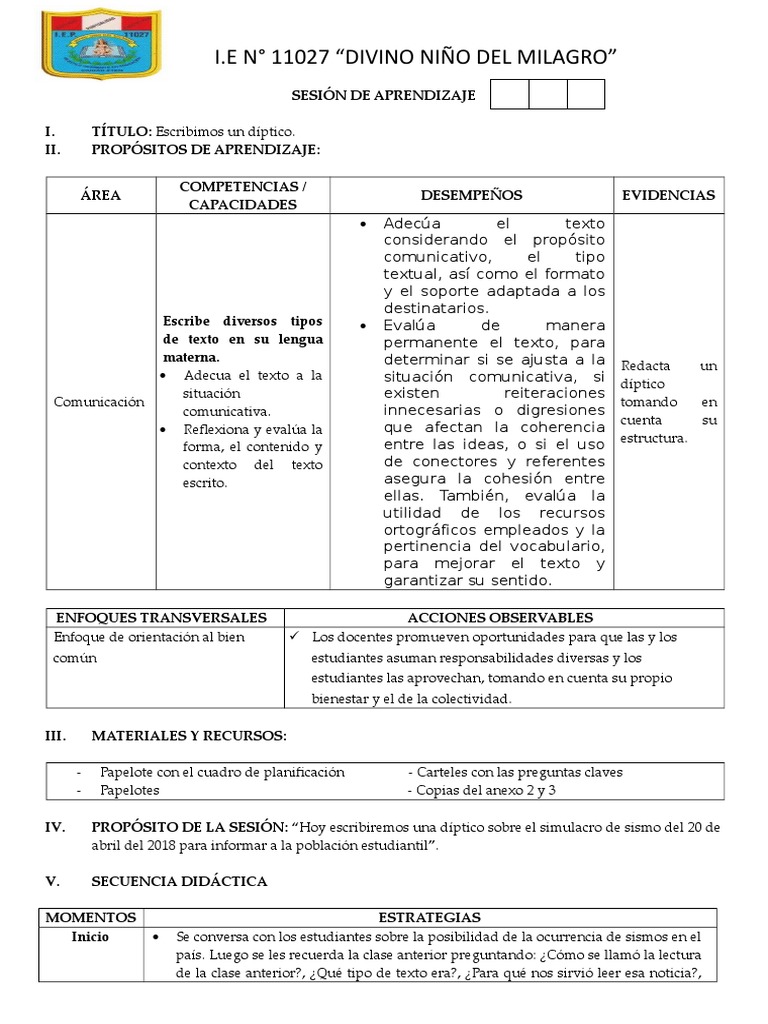 C2 Escribimos Un Díptico | PDF | Cambio | Aprendizaje