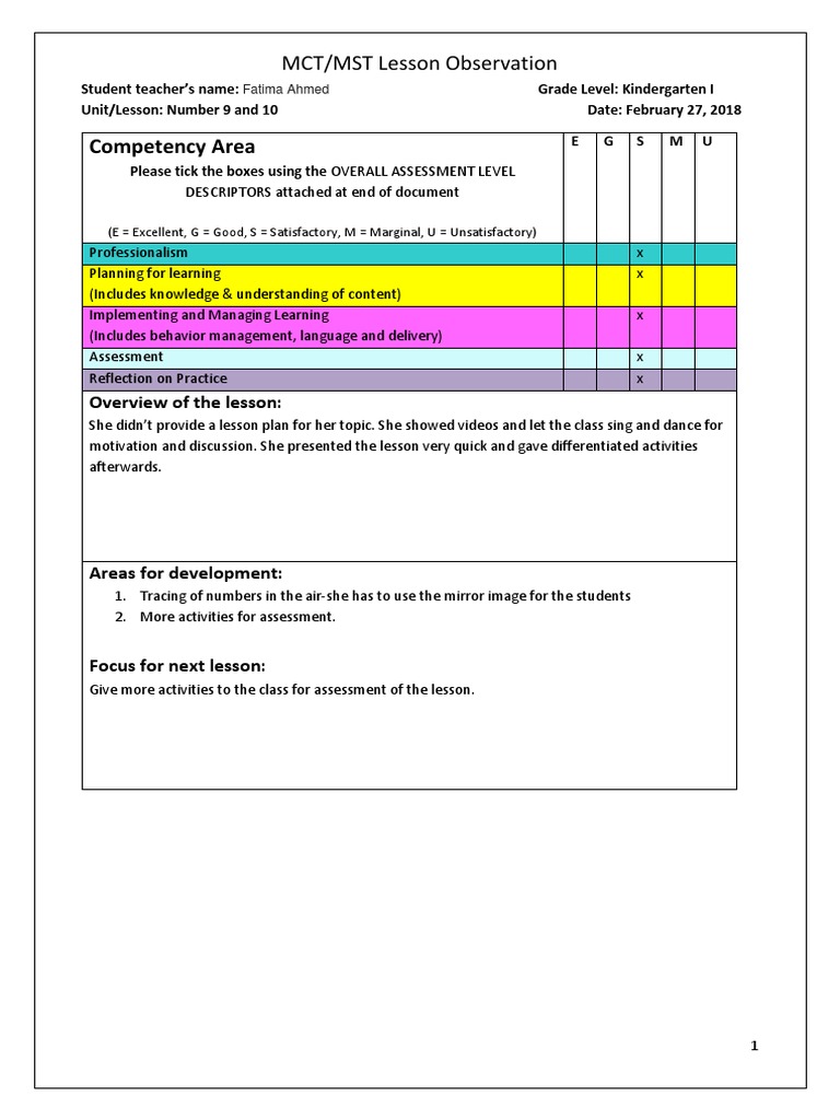MST Ob | PDF | Educational Assessment | Lesson Plan