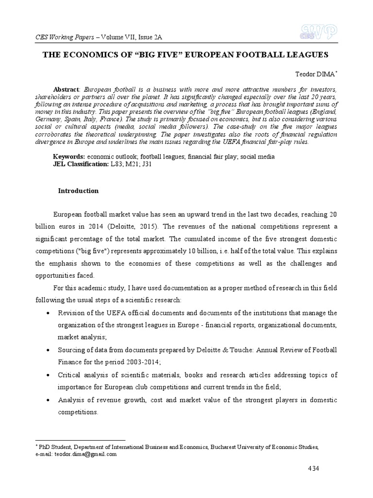Teodor Dima - The Economics of "Big Five" European Football Leagues ...