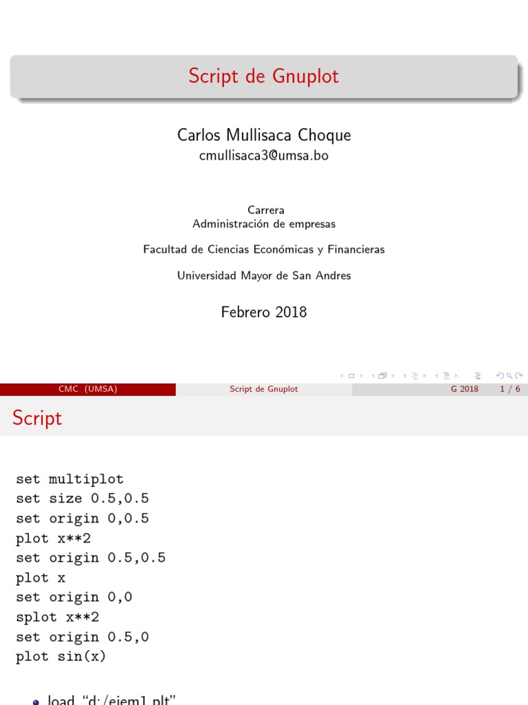 Script de Gnuplot: Carlos Mullisaca Choque | Download Free PDF | Computing And Information ...
