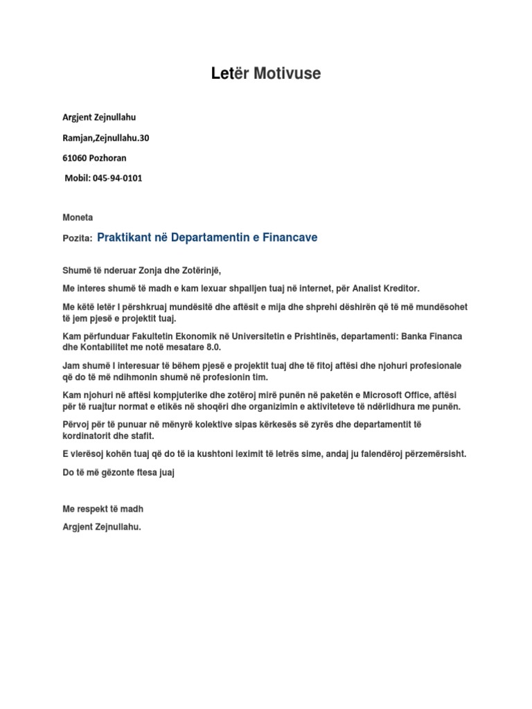 Letër Motivuse | PDF