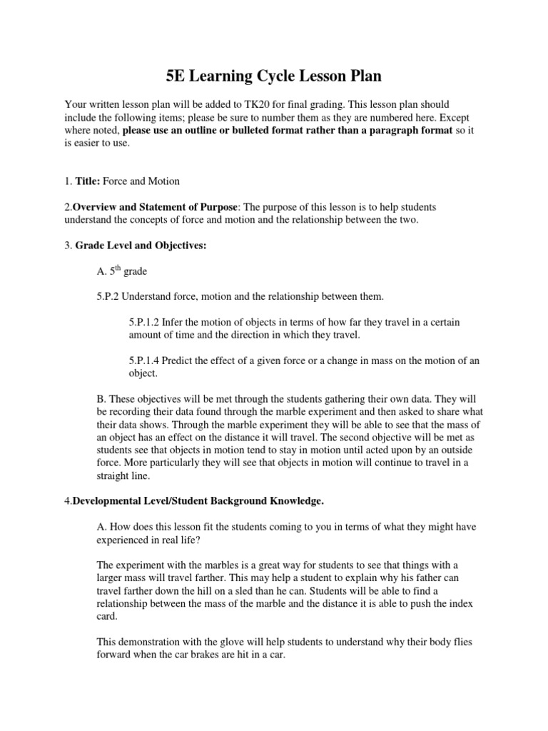 5E Lesson Plan Dm Sample | Gravity | Force