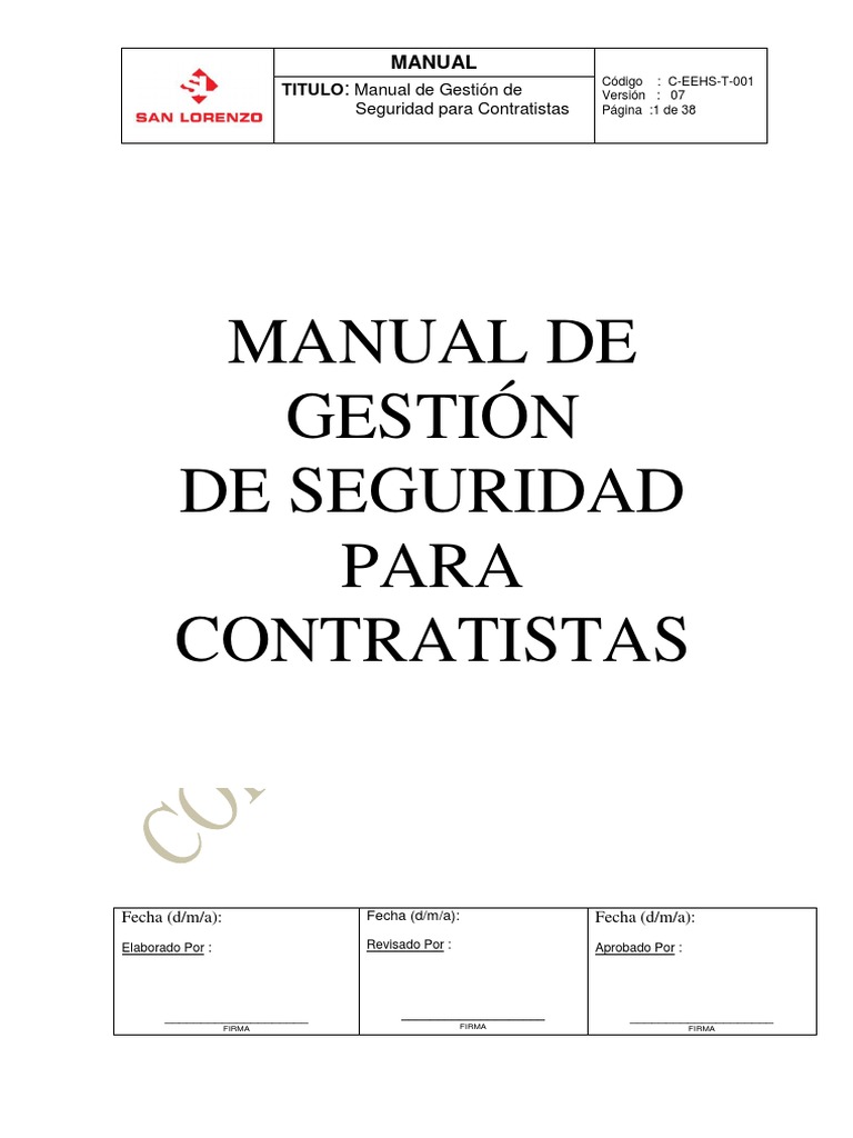 Manual de Gestión de Seguridad Para Contratistas V7 | PDF | Soldadura | Construcción